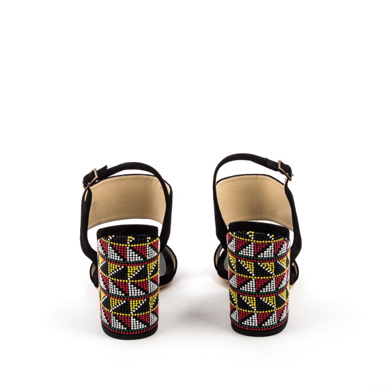 Alberto Gozzi Suede Sandals with Embellished Heel- Niutrack.com