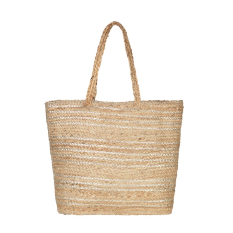 Unmade Jute Holiday Bag With Stripes - Niutrack.com