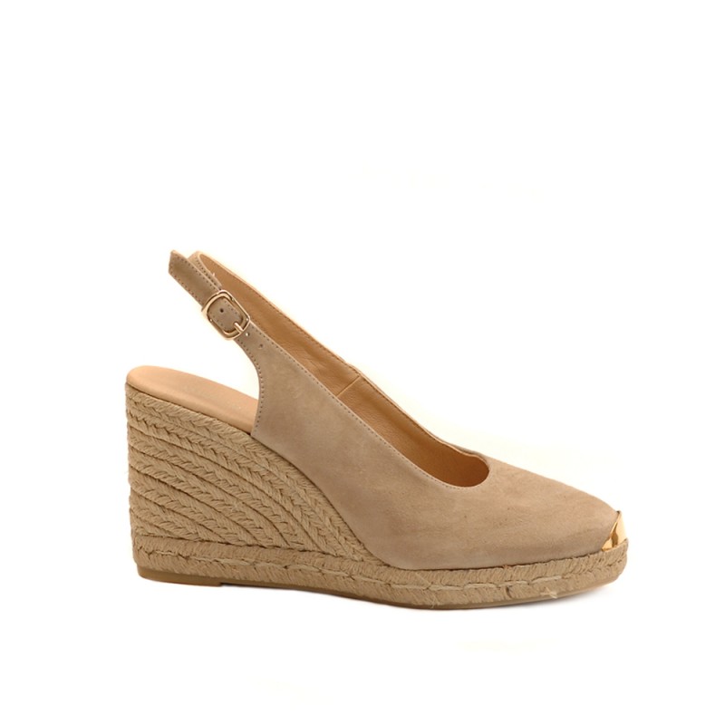 Maypol Slingback Beige Suede Wedges - Niutrack.com