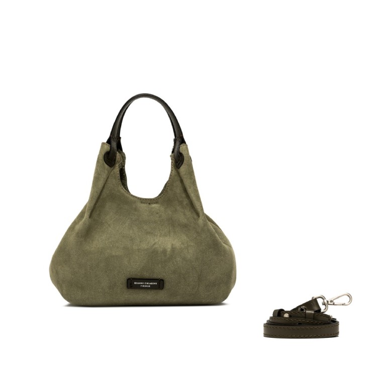 Gianni Chiarini Dua Bamboo Suede Leather Shoulder Bag - Niutrack.com