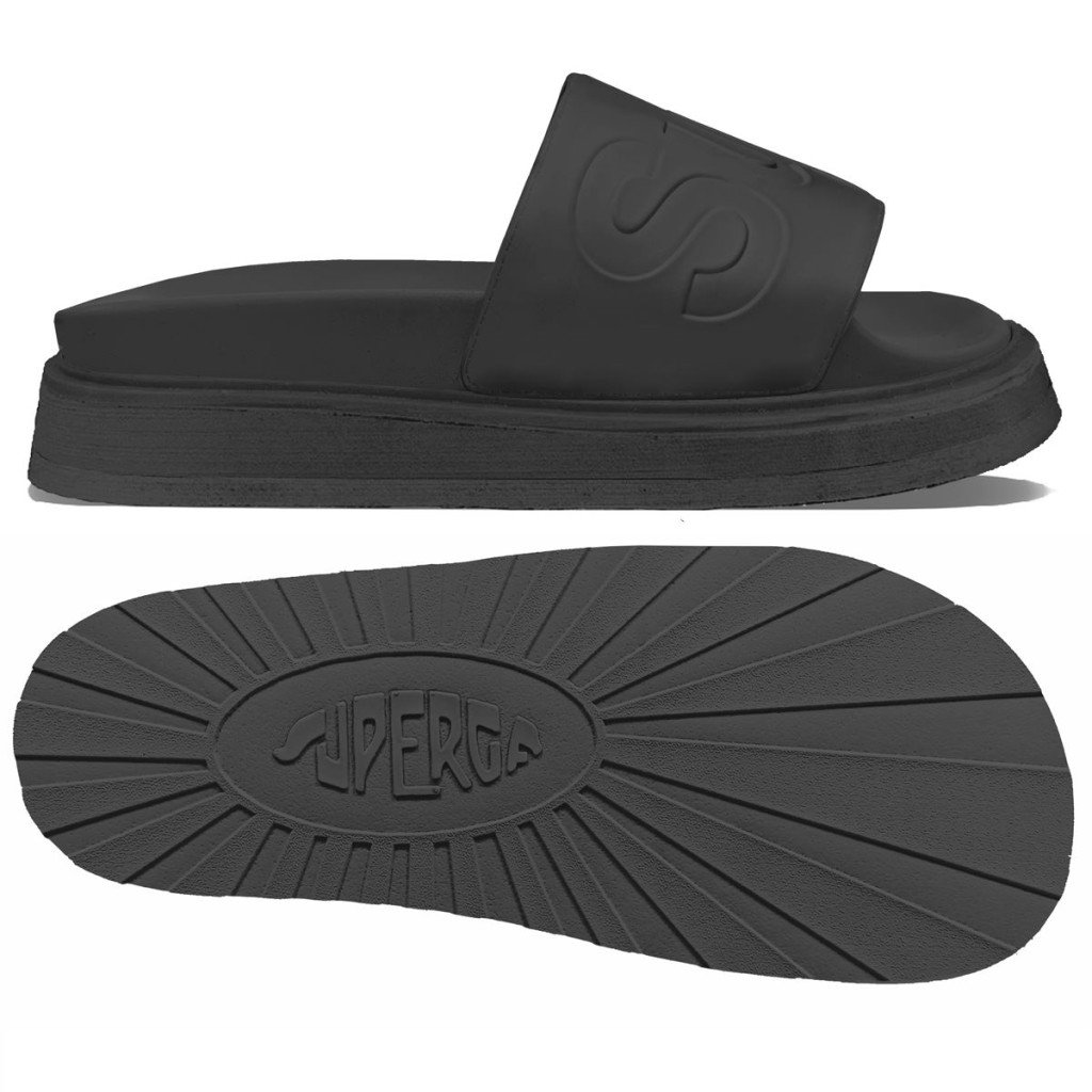 Superga Black Polysoft Platform Slides - Niutrack.com