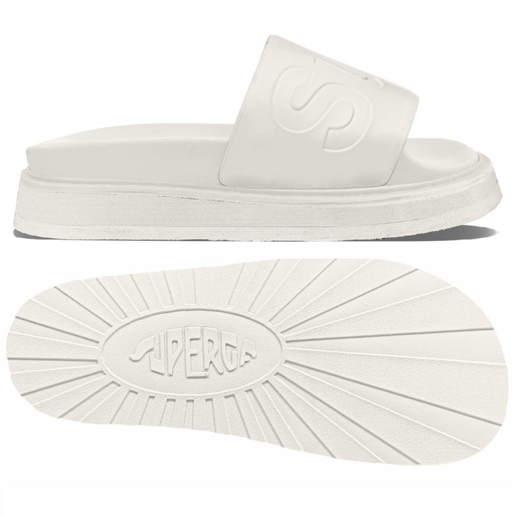 Superga White Polysoft Platform Slides - Niutrack.com