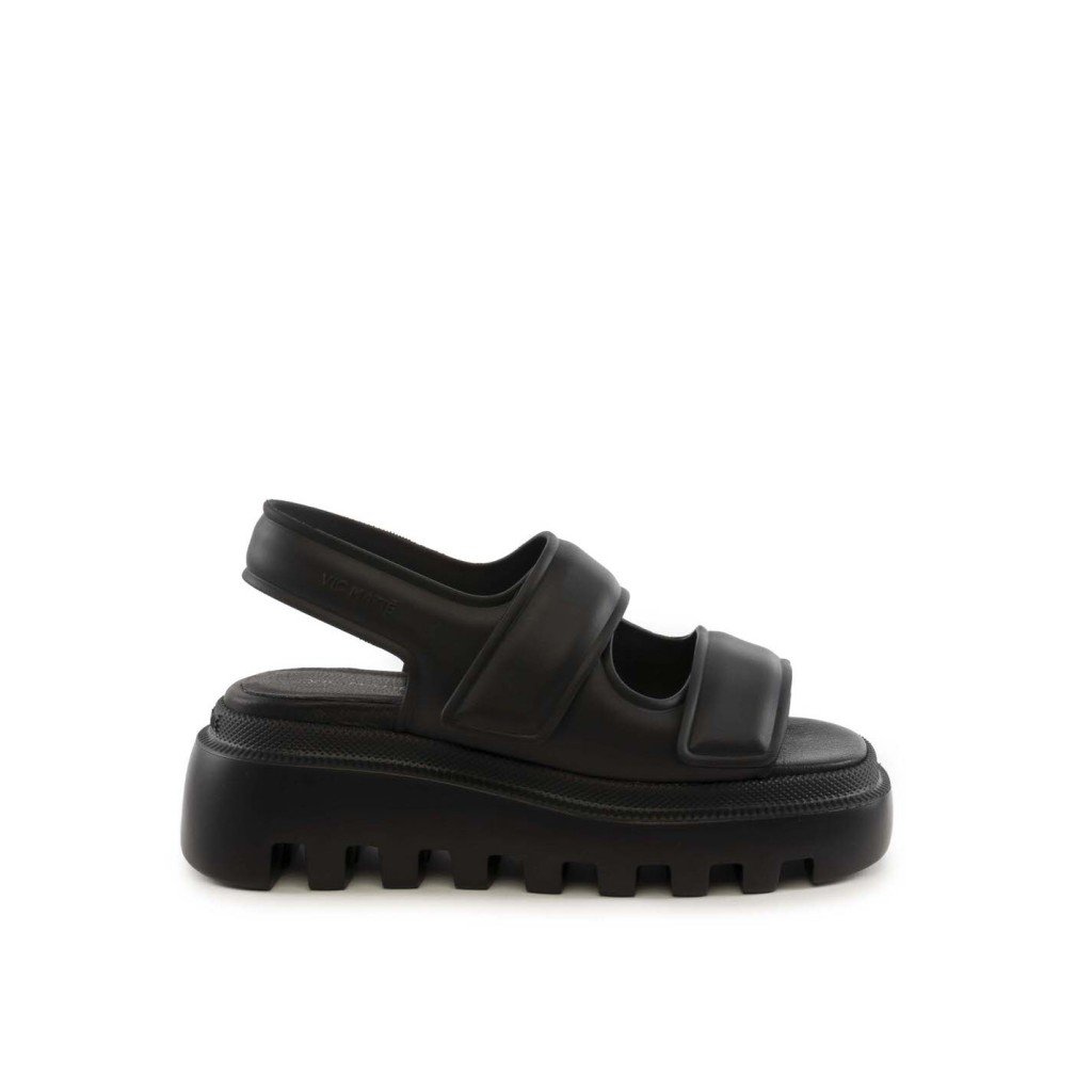 Vic Matie Black Gear Flatform Sandals - Niutrack.com